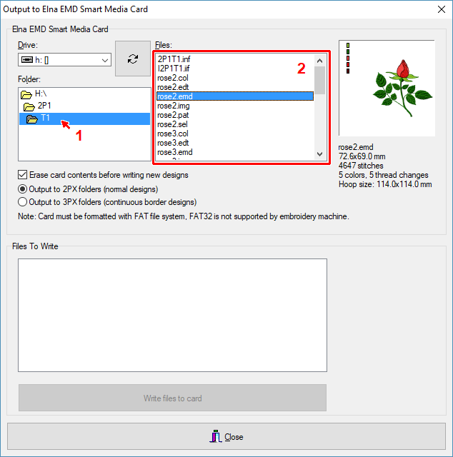 Output to EMD Smart Media Card